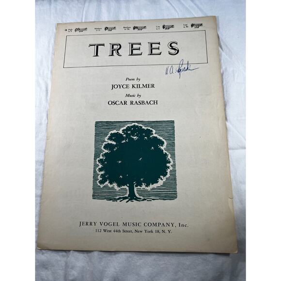 Other | Vintage Sheet Music 1922 Trees Joyce Kilmer Oscar Rasbach Jerry ...